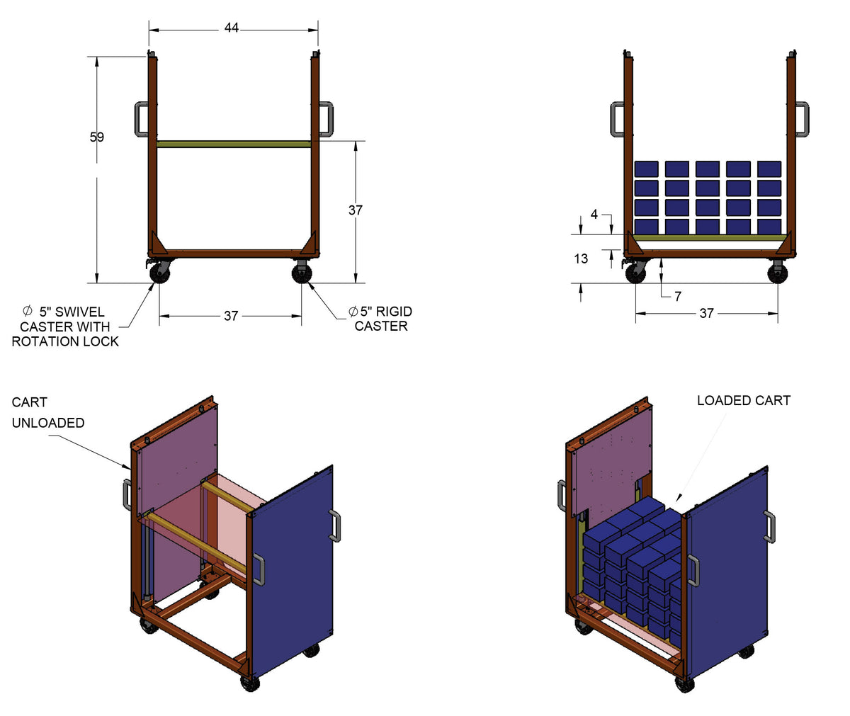 Stainless Steel Self Adjusting Push Carts – Superlift Material Handling